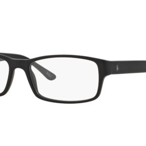 Polo Ralph Lauren Men's PH2065 Rectangular Prescription Eyewear Frames, Matte Black/Demo Lens, 54 mm