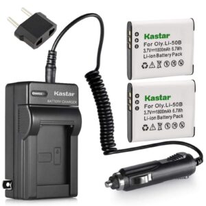 kastar 2x battery + charger for olympus li-50b li-50c & xz-1 sz-30mr sz-10 sz-11 sz-20 sp800uz stylus tough-6020 tough-8010 tough-6000 tough-8000 tough tg-810 1030 sw tg-610 sz10 tough 8000 tg810