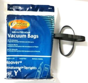 envirocare replacement micro filtration vacuum cleaner dust bags designed to fit hoover windtunnel upright type y 9 pack and 2 belts