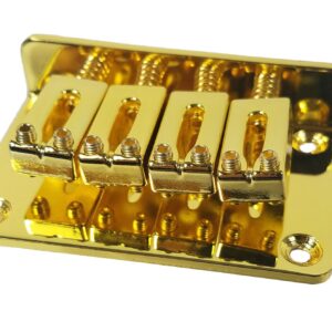 4-string Gold Hard-tail Bridge for Cigar Box Guitars Electric Ukulele & More