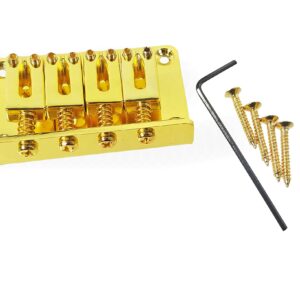 4-string Gold Hard-tail Bridge for Cigar Box Guitars Electric Ukulele & More