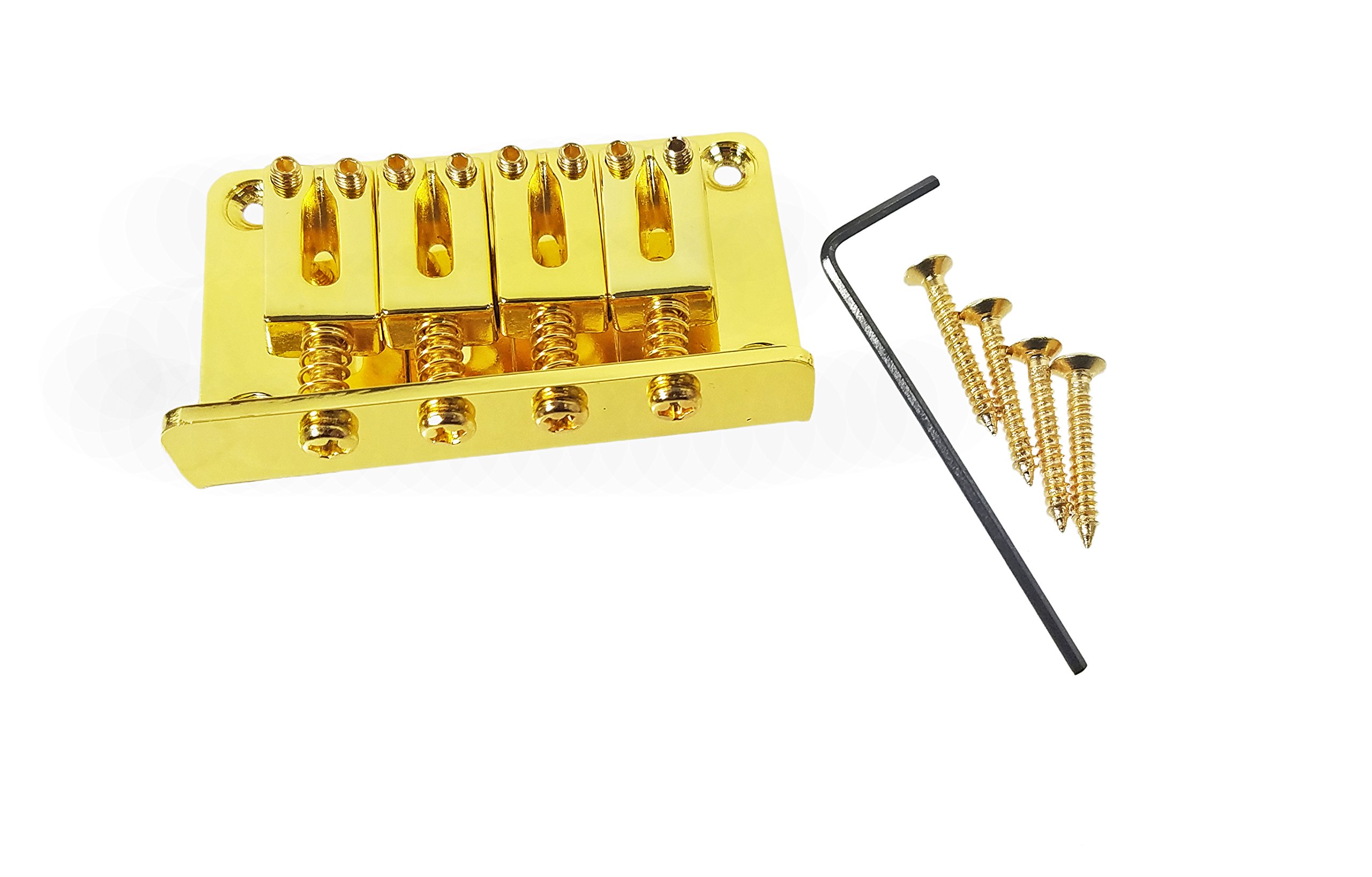 4-string Gold Hard-tail Bridge for Cigar Box Guitars Electric Ukulele & More