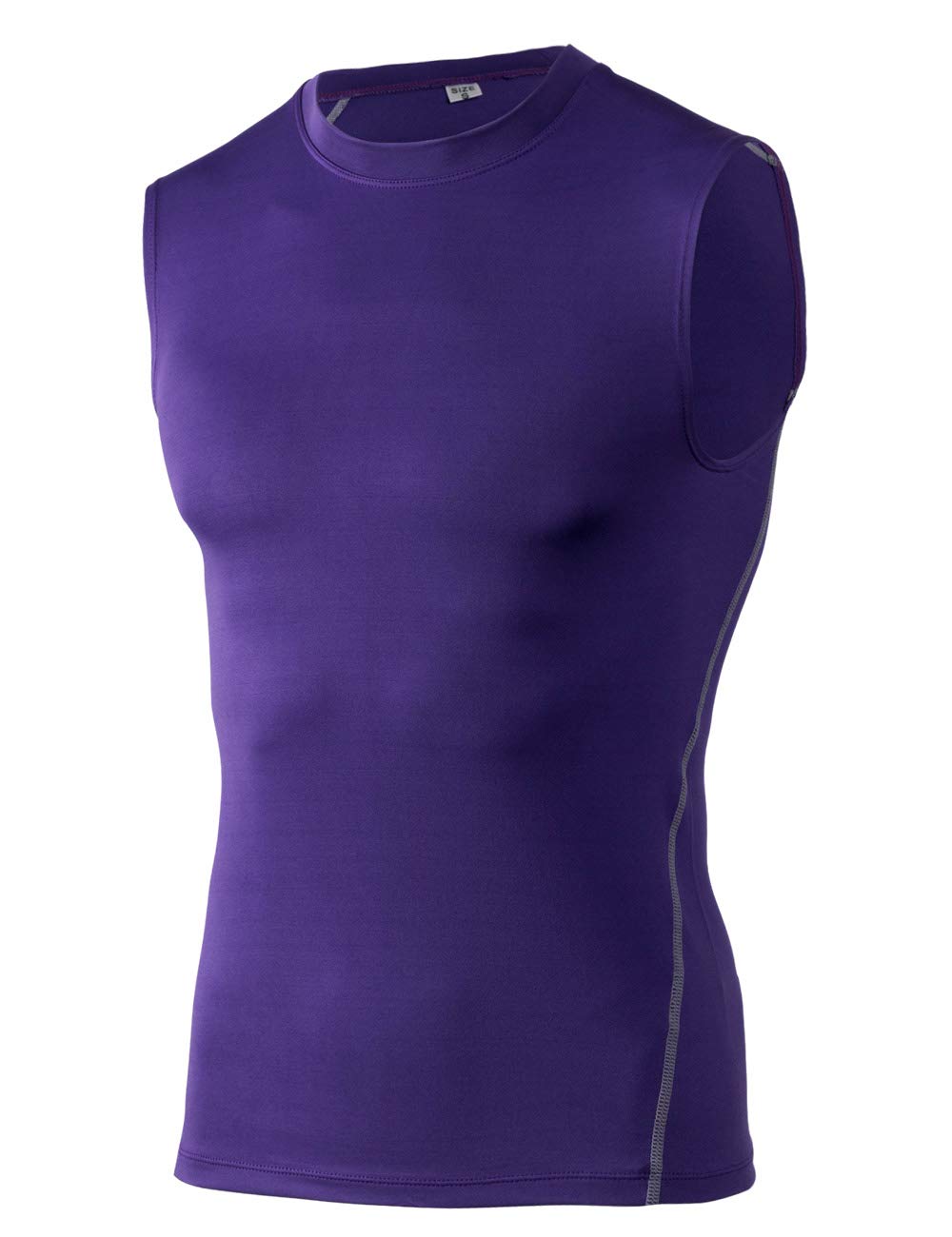 TopTie Men's Sleeveless Compression Shirt, Sports Base Layer Tank Top, Athletic Workout Shirt-Purple-M