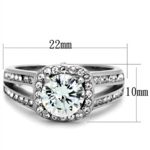 Marimor Jewelry 2.95 Carat Halo Cubic Zirconia Stainless Steel Engagement Ring Band Women's Size 8