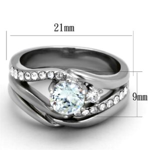 Marimor Jewelry 1.19 Carat Round Cut Cubic Zirconia Stainless Steel Wedding Ring Set Women's Size 7