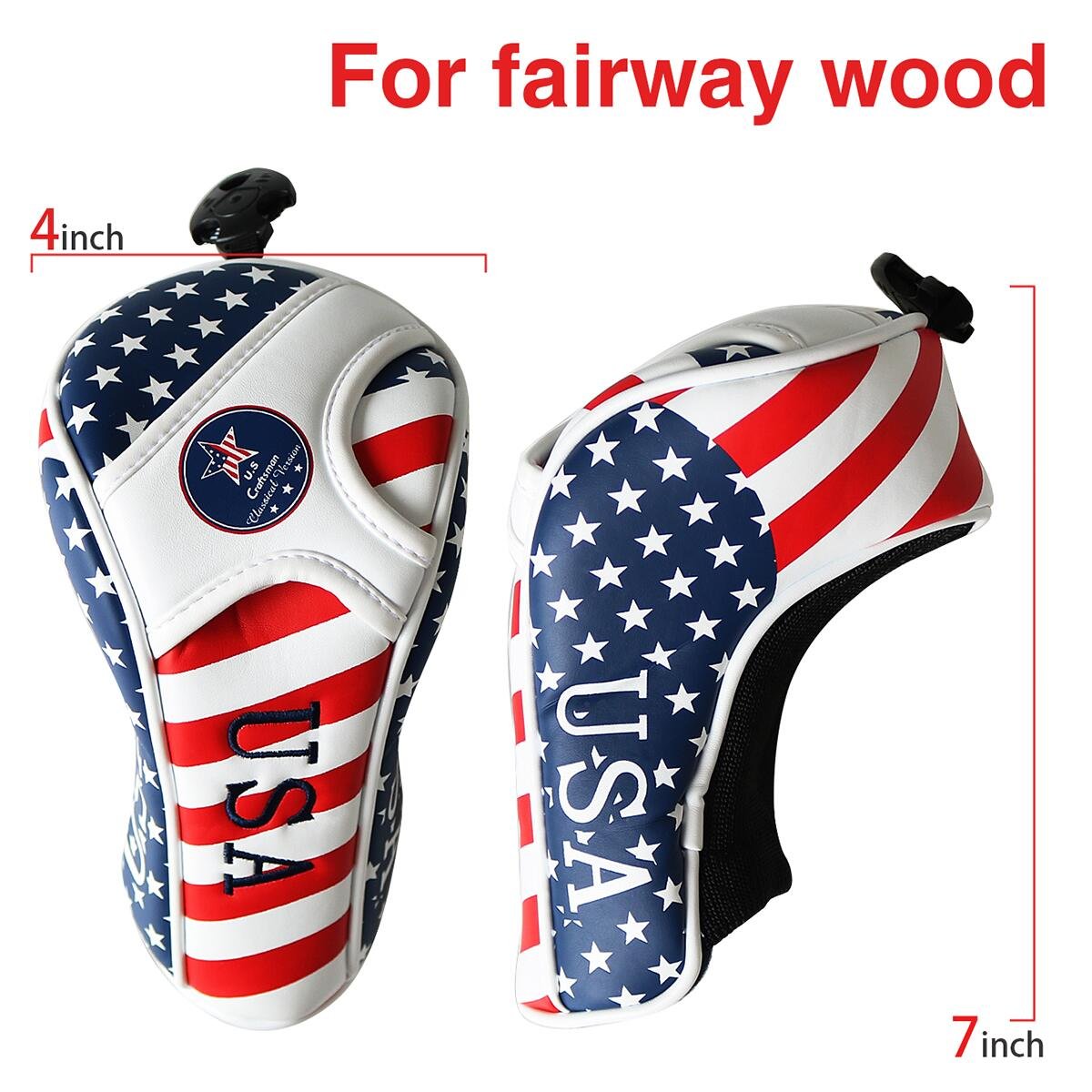 Craftsman Golf Stars & Stripes American USA US Flag Fairway Wood Headcover Head Cover Replacement for Taylormade Callaway Mizuno Cobra Ping Adams Etc.