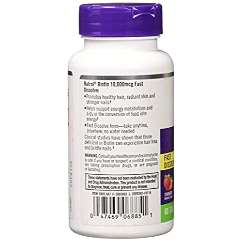 Biotin 10,000mcg Fast Dissolve, 60 Count (Pack of 4)