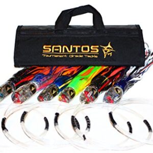 Santos Tournament Grade Tackle Marlin Offshore Big Game Trolling Lure Pack, Black/Blue