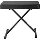 knox gear keyboard bench - x-style height adjustable piano bench - black padded piano bench adjustable cushion - piano stool keyboard bench seat for music chair practice, cello, harp, live performance