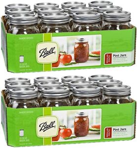 ball regular mouth pint 16-oz mason jar with lids and bands (pack of 24)