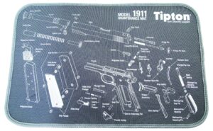 tipton 1911 maintenance mat with handgun schematic and neoprene construction for pistol cleaning