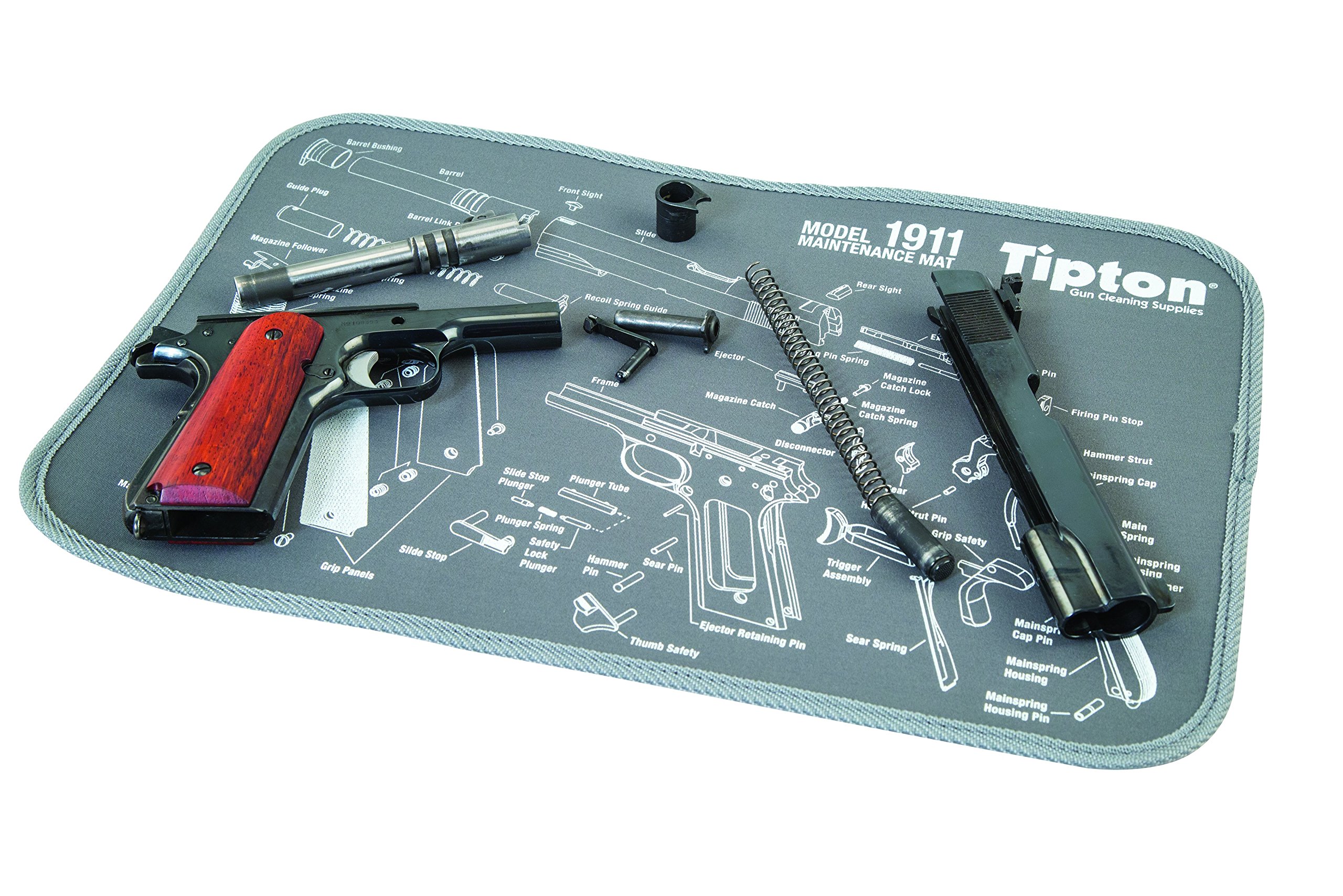 Tipton 1911 Maintenance Mat with Handgun Schematic and Neoprene Construction for Pistol Cleaning