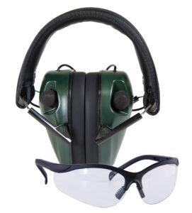 caldwell e-max low profile electronic 23 nrr adjustable earmuffs w/ sound amplification for shooting range with glasses