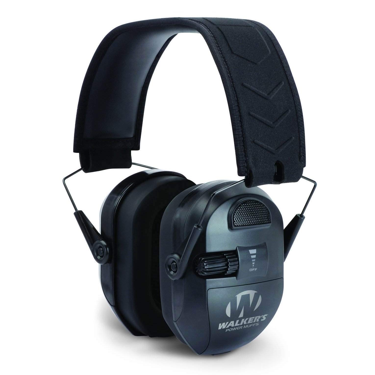 WALKER'S Ultimate Power Muff - Noise Reducing 26dB NRR Hunting Gun Range Shooting Ear Protection Black Electronic Earmuffs with AFT, 2 AAA Batteries Included