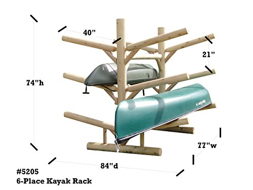 Log Kayak Rack - Kayak Storage Rack, Kayak Racks for Outdoor Storage, Kayak Rack for Garage, Paddle Board Rack, Fishing Canoe Rack, Surfboard Rack and SUP Storage Rack - 6 Kayak Racks, Unfinished