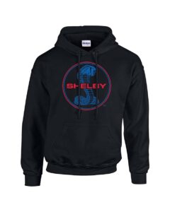 ford mustang shelby cobra hooded sweatshirt blue and red hoodie hood racing performance tough muscle car design-black-large