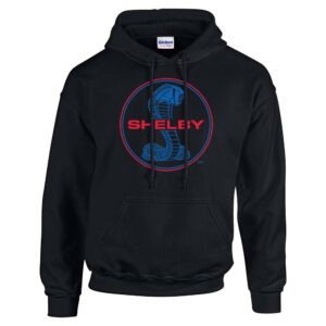 Ford Mustang Shelby Cobra Hooded Sweatshirt Blue and Red Hoodie Hood Racing Performance Tough Muscle Car Design-Black-XL