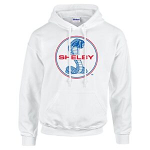 Ford Mustang Shelby Cobra Hooded Sweatshirt Blue and Red Hoodie Hood Racing Performance Tough Muscle Car Design-White-XL