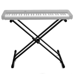 knox gear adjustable keyboard stand - double x folding electric piano stand for 88 key and smaller - digital piano stand keyboard riser - music key board lift - keyboard instrument accessories & parts