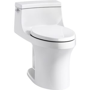 kohler k-5172-0 san souci comfort height compact elongated 1.28 gpf toilet with aqua piston flushing technology and left-hand trip lever