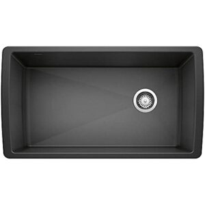 blanco, anthracite 441768 diamond silgranit super single undermount kitchen sink, 33.5" x 18.5"