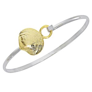 cape cod jewelry-ccj clam shell bracelet sea life latch cuff twotone