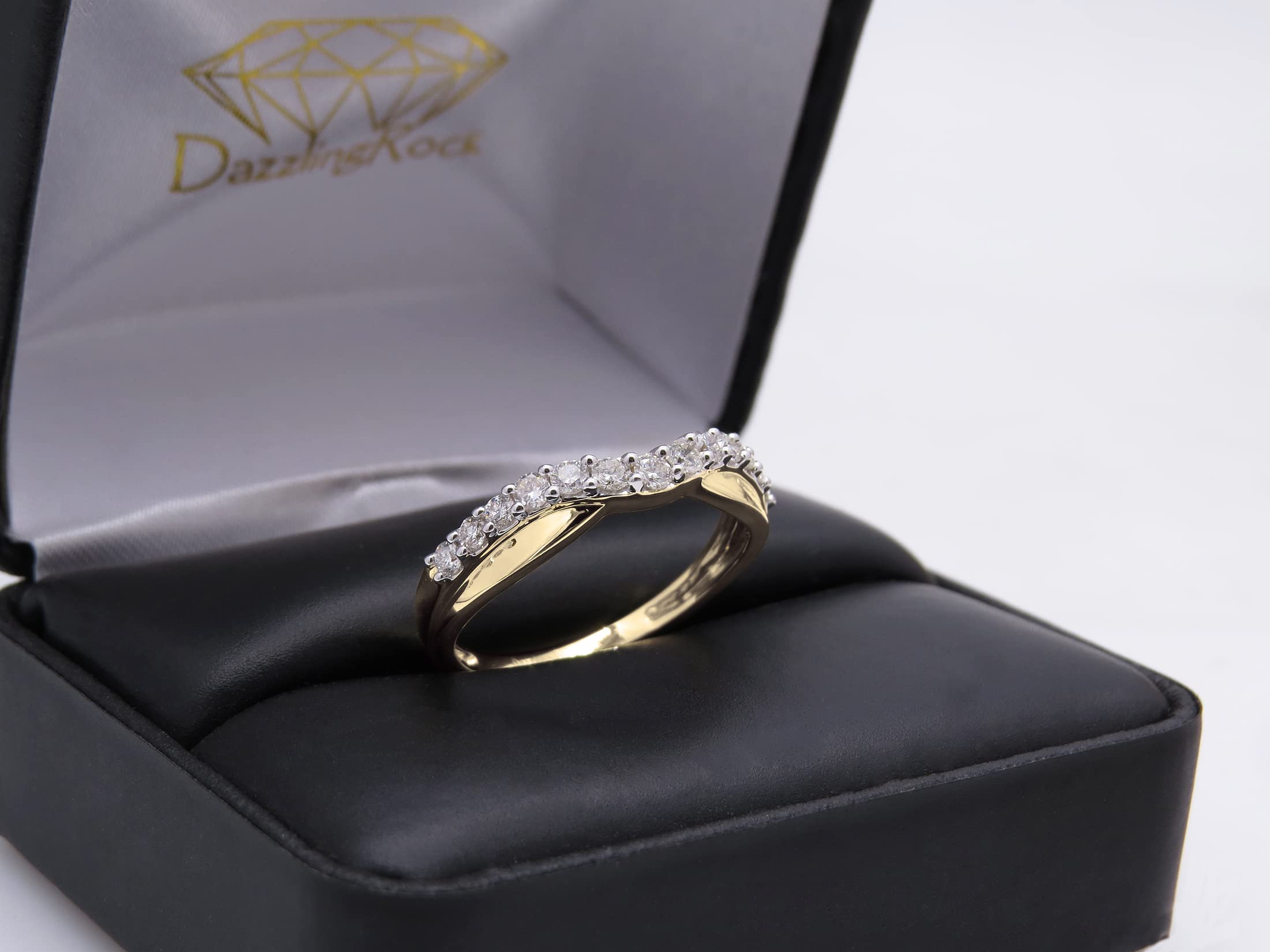 Dazzlingrock Collection 0.55 Carat (Cttw) Round White Diamond Contour Wedding Band for Women in 10K Yellow Gold, Size 8