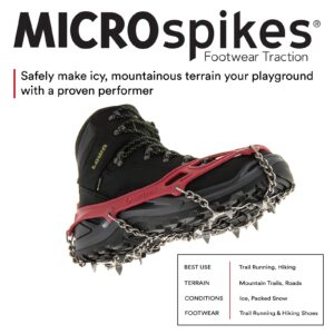 Kahtoola MICROspikes Footwear Traction for Winter Trail Hiking & Ice Mountaineering - Red - Medium