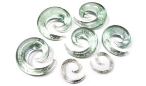 urban body jewelry pair of 1/2" gauge (12mm) glow in the dark glass spiral plugs