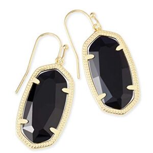 Kendra Scott Dani Drop Earrings for Women, Fashion Jewelry, 14k Gold-Plated, Black Opaque Glass