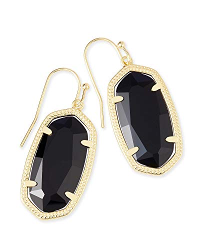 Kendra Scott Dani Drop Earrings for Women, Fashion Jewelry, 14k Gold-Plated, Black Opaque Glass