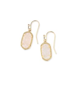 kendra scott lee drop earrings for women, fashion jewelry, gold-plated, iridescent drusy