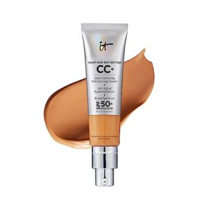 it cosmetics your skin but better cc+ cream, tan (w) - color correcting cream, full-coverage foundation, hydrating serum & spf 50+ sunscreen - natural finish - 1.08 fl oz