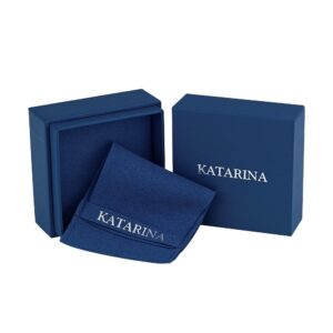 KATARINA 1/10 cttw Blue - I1 Round Brilliant Cut Diamond Earring Studs in 14K White Gold