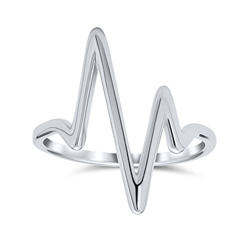 Geometric Midi Knuckle 1MM Band Stackable Chevron Lightening Bolt Heartbeat V Ring .925 Sterling Silver