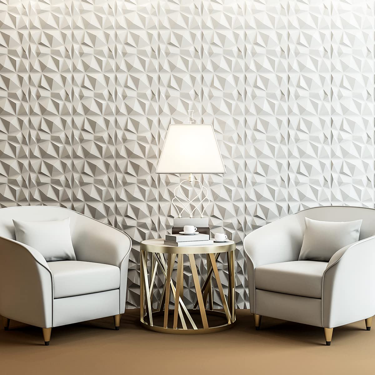 Art3d Decorative 3D Wall Panels in Diamond Design, 12"x12" Matt White (33 Pack)