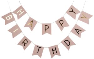 ginger ray pastel perfection and gold foiled happy birthday bunting banner, pink, hanging bunting banner