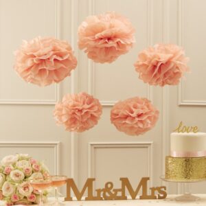 Ginger Ray PP-634 Perfection Tissue Paper Poms Party & Wedding Decorations, Pastel Pink, 1