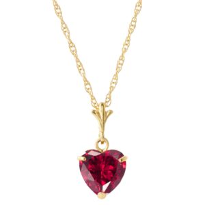 galaxy gold gg 14" 14 inch 14k solid white gold necklace heart-shaped ruby handcrafted fine jewelry solid gold genuine gemstone. made in usa available in yellow, rose gold