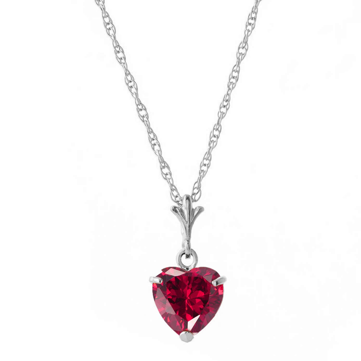 Galaxy Gold 1.45 ct 14k Solid White Gold Necklace Heart-shaped Ruby red