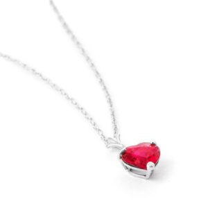 Galaxy Gold 1.45 ct 14k Solid White Gold Necklace Heart-shaped Ruby red