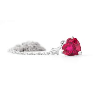 Galaxy Gold 1.45 ct 14k Solid White Gold Necklace Heart-shaped Ruby red