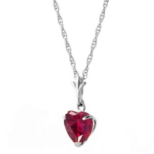 Galaxy Gold 1.45 ct 14k Solid White Gold Necklace Heart-shaped Ruby red