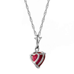 Galaxy Gold 1.45 ct 14k Solid White Gold Necklace Heart-shaped Ruby red