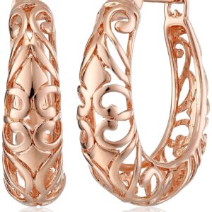 Amazon Essentials 14k Rose Gold Over Sterling Silver Filigree Round Hoop Earrings (previously Amazon Collection)