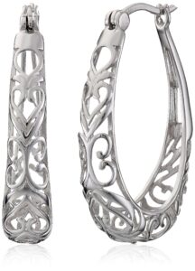 amazon essentials sterling silver filigree oval hoop earrings (previously amazon collection)