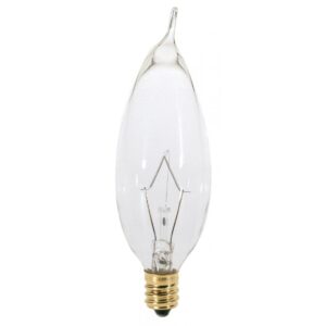 satco (total of 20 bulbs) s3774 25 watt turn tip candle base clear decorative light bulbs