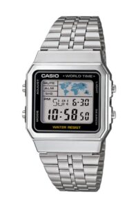 casio unisex digital watch with stainless steel strap – a500wa-1d, lcd/grey, bracelet