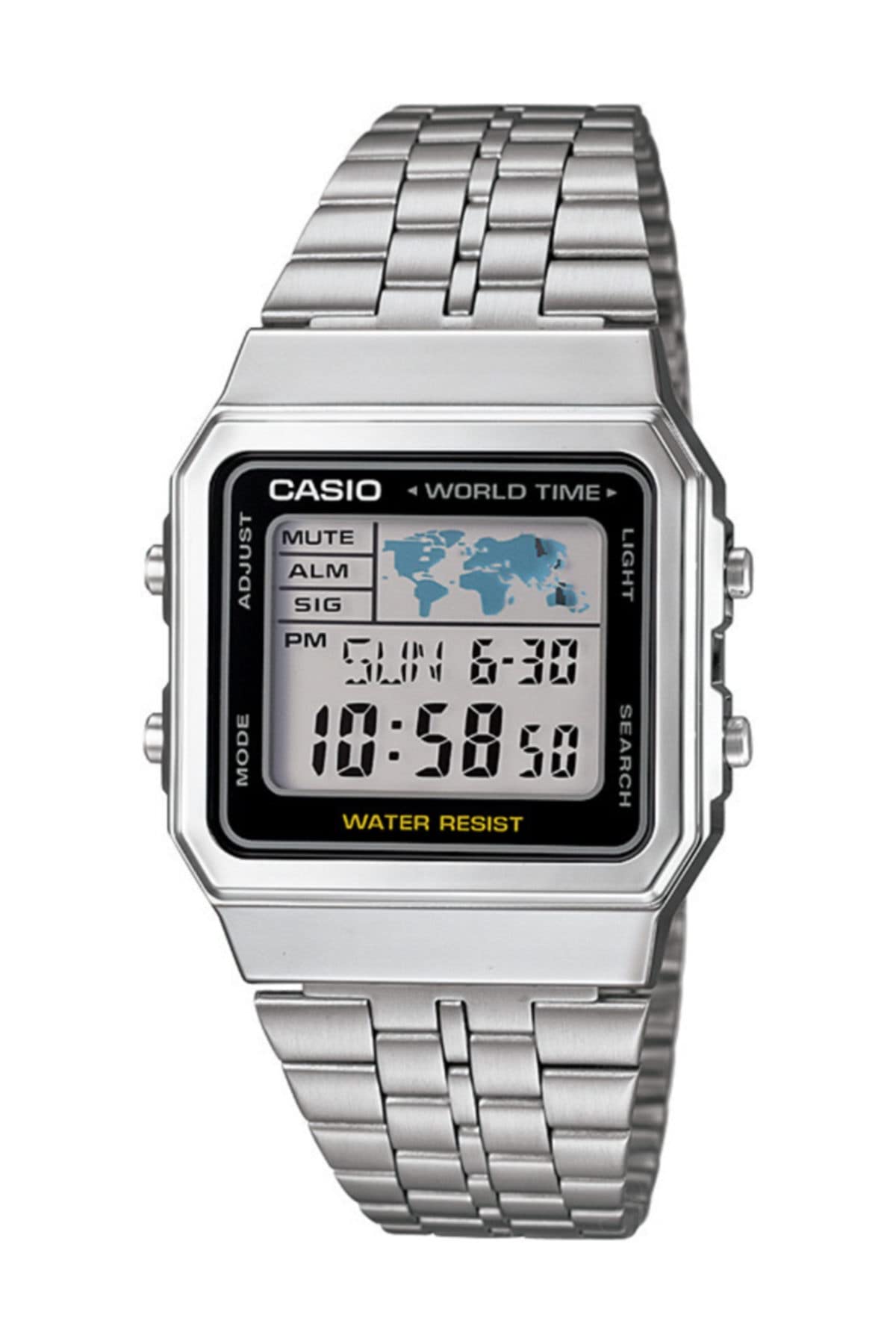 Casio Unisex Digital Watch with Stainless Steel Strap – A500WA-1D, LCD/Grey, Bracelet