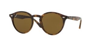 ray-ban rb2180 round sunglasses, light havana/dark brown, 49 mm